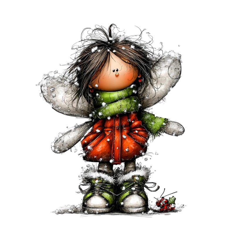 Christmas Fairy Clipart – Cute Holiday Magic PNG Set (digital Download ...