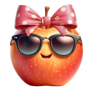 Funny Apple Back to School PNG Clipart: Commercial Use (digital ...