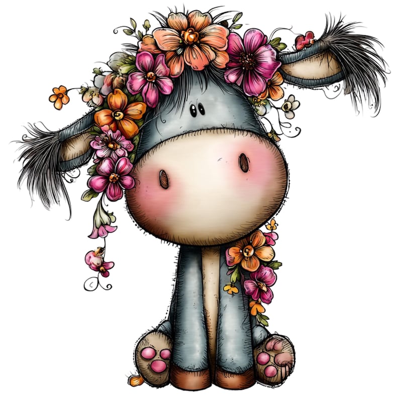 Whimsical Funny Farm Animals PNG Set: Watercolor Clipart Bundle 38 PNG ...