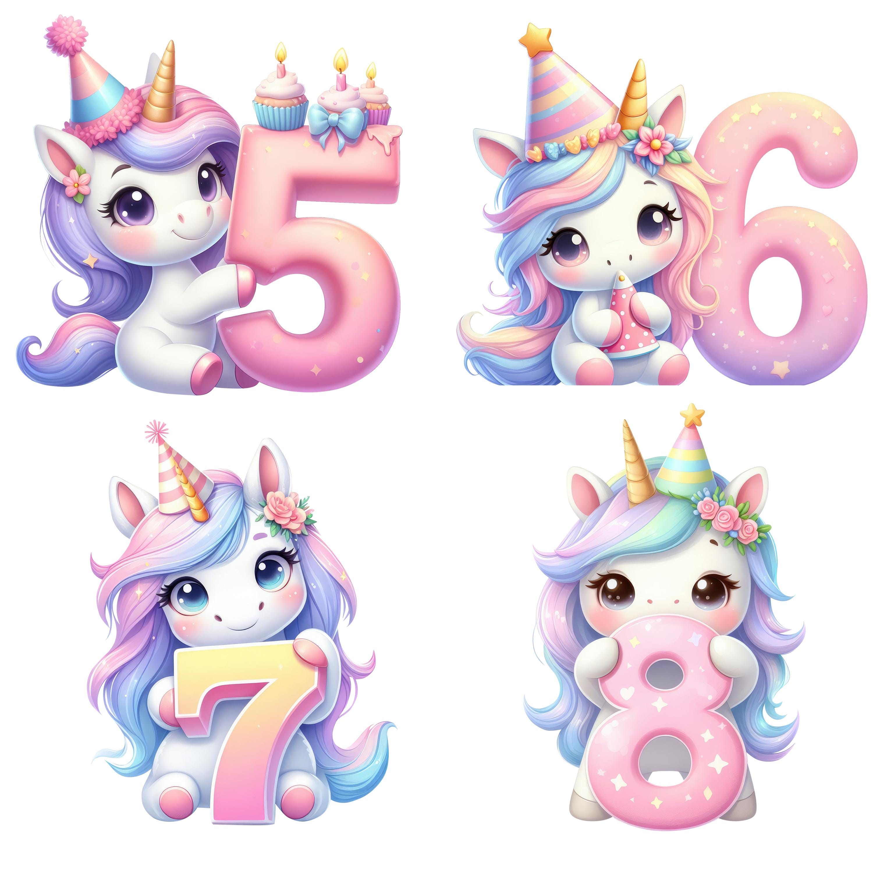 15 PNG Birthday Unicorn Sublimation Clipart,download Digital ...