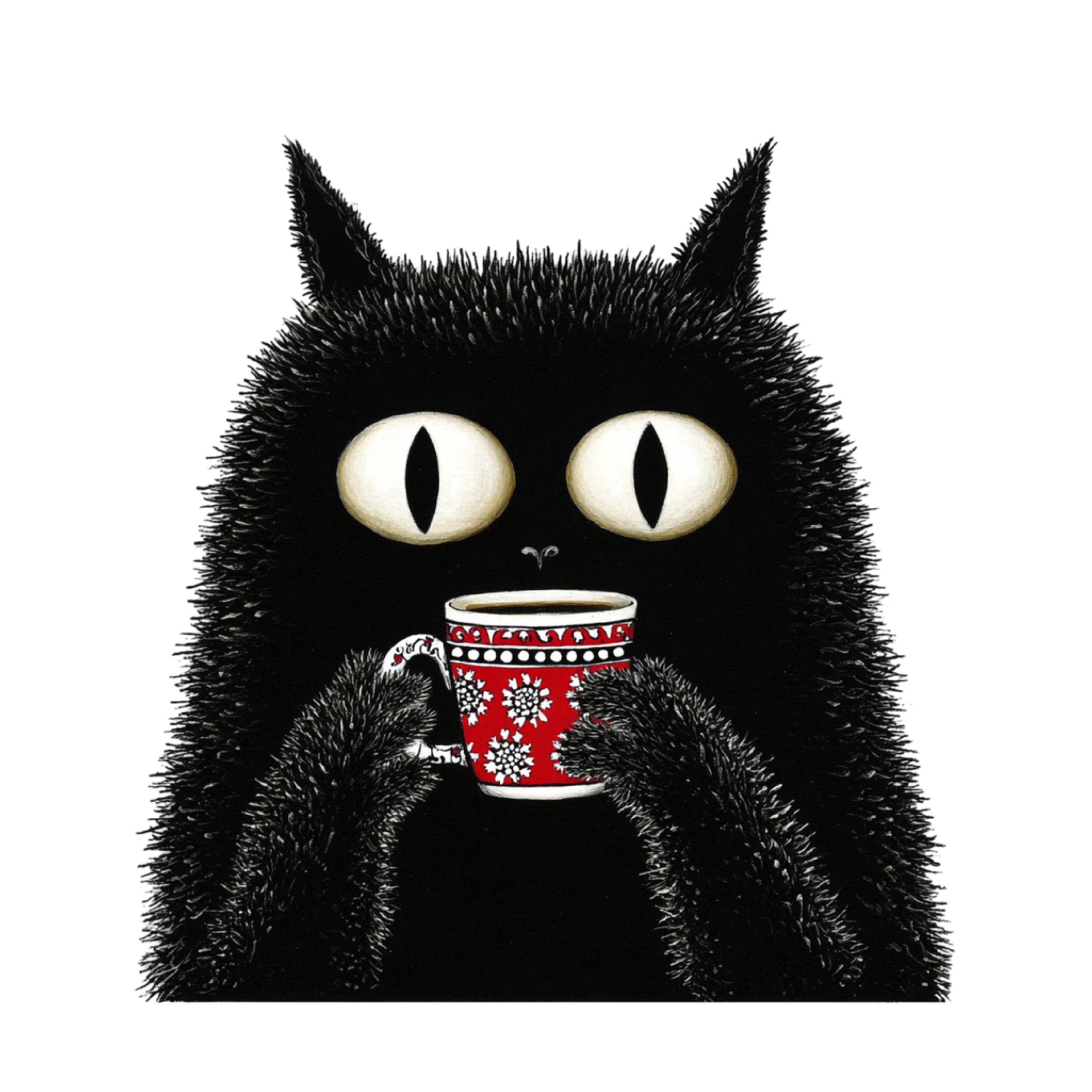 Quirky Christmas Black Cat Clipart: Festive Holiday PNG Images (digital ...