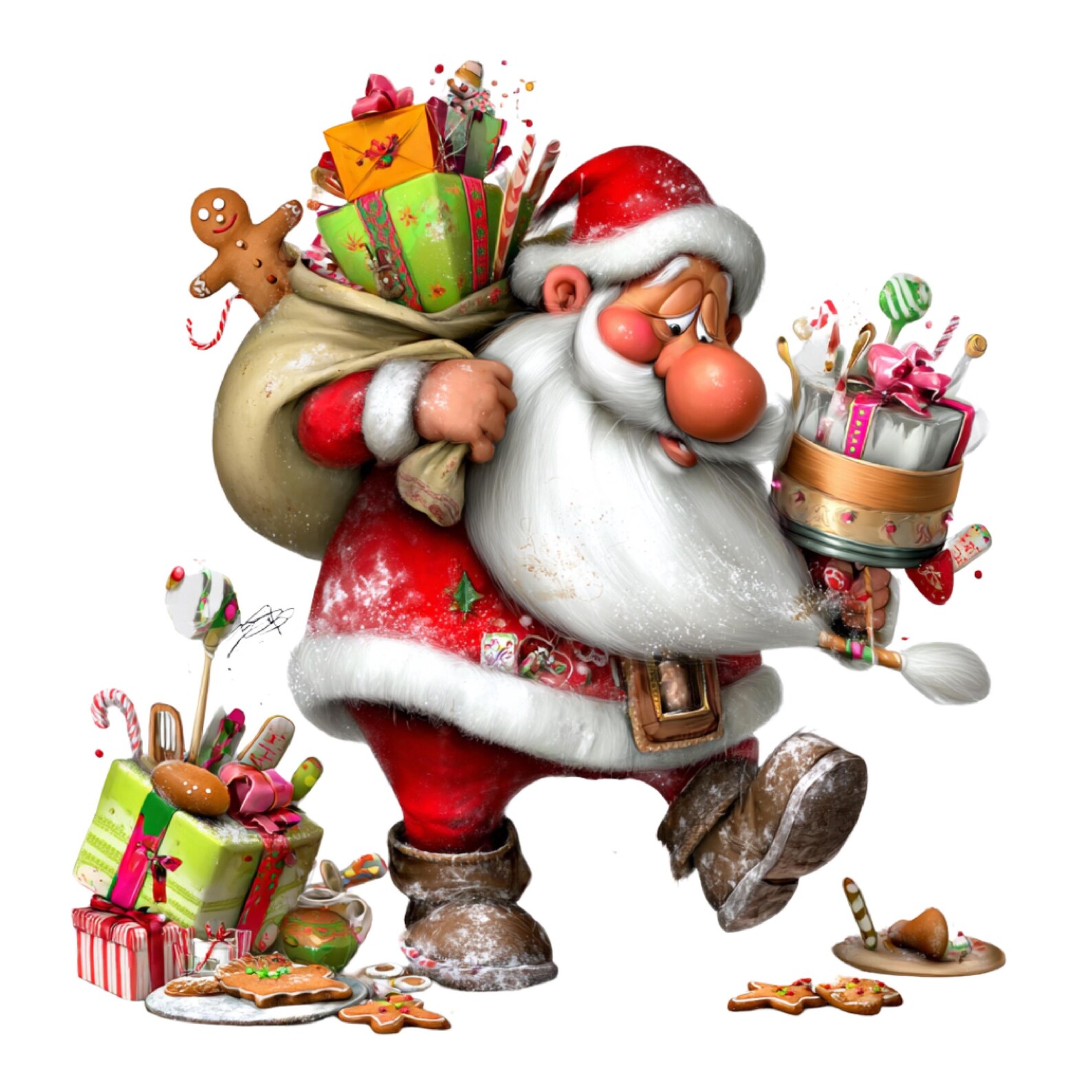 Quirky Busy Santa Clipart: Funny Christmas PNG Bundle (digital Download ...