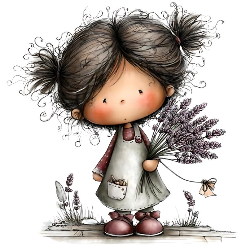 Flowers and Girls Clipart – Whimsical Feminine Floral PNG Bundle ...