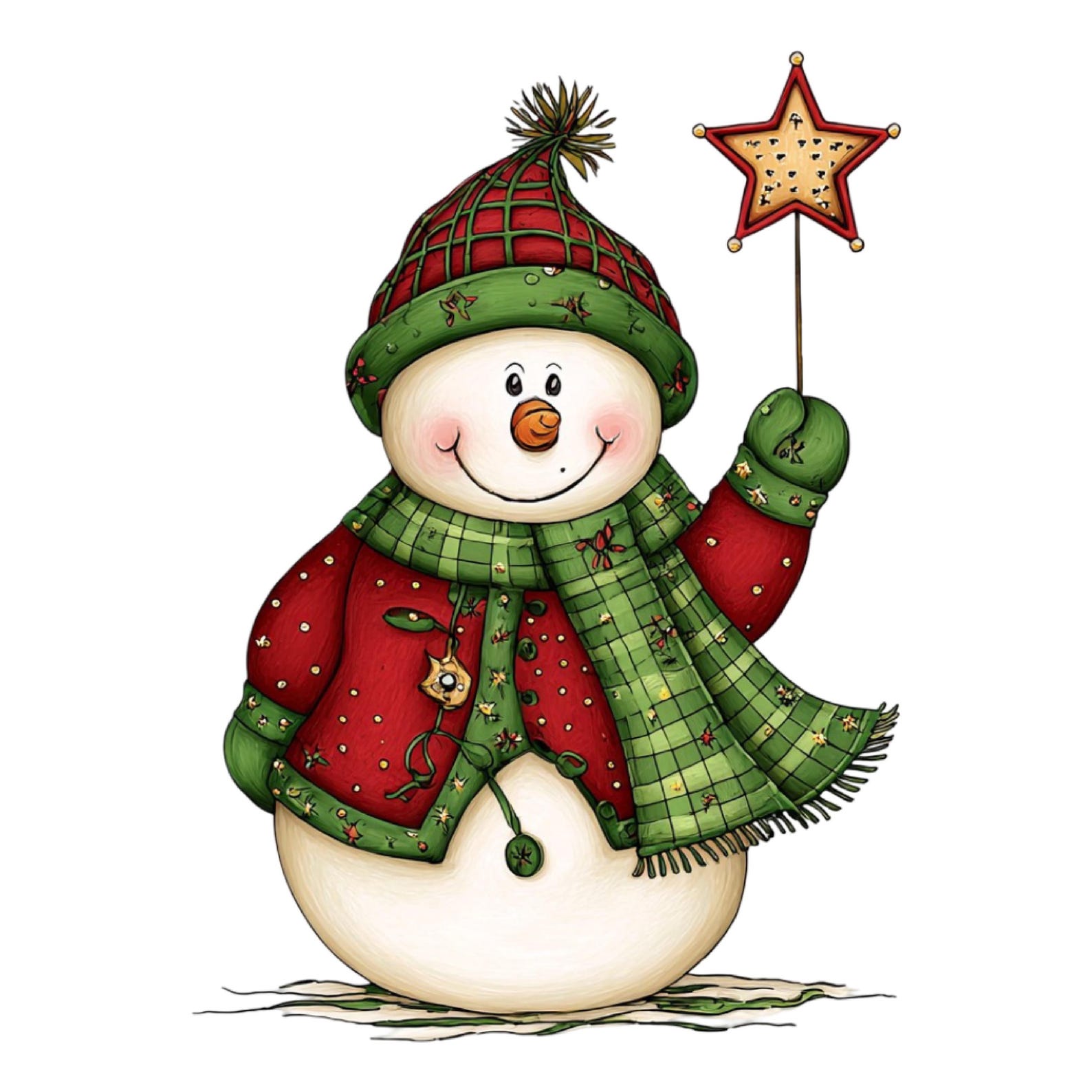 Whimsical Christmas Snowman Clipart: Cute Holiday PNG Images (digital ...