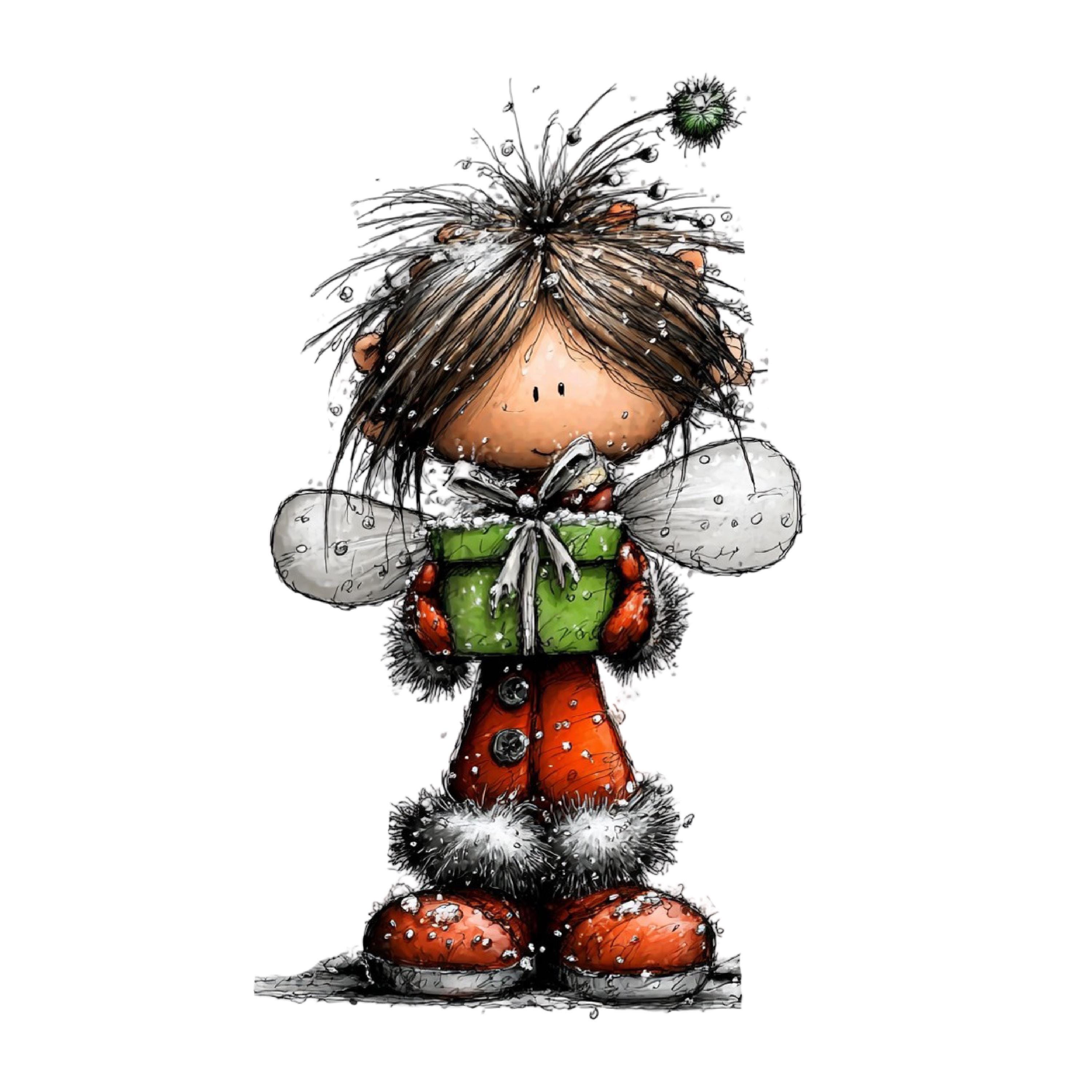 Christmas Fairy Clipart – Cute Holiday Magic PNG Set (digital Download ...