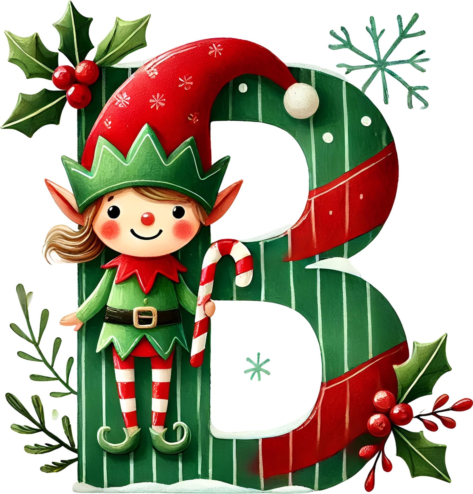 Christmas Elf Alphabet Numbers: Holiday Letter PNG Images (digital ...
