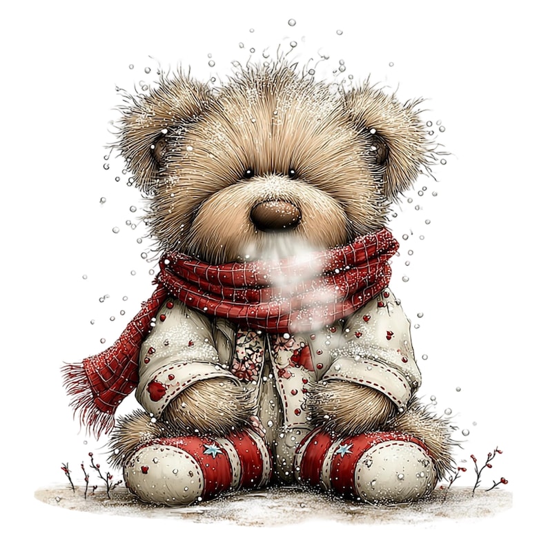 Whimsical Winter Teddy Bear Clipart Set: Snowy Holiday Bundle 47 PNG - Etsy