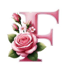 Watercolor Pink Spring Floral Alphabet: Elegant Letter PNG Images ...