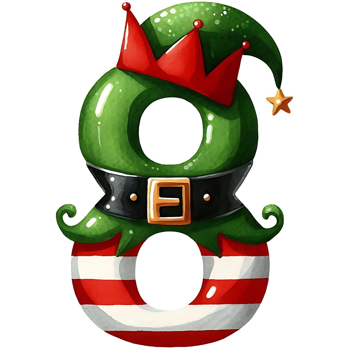 Christmas Elf Alphabet Clipart: Festive Holiday Letters & Numbers PNG ...
