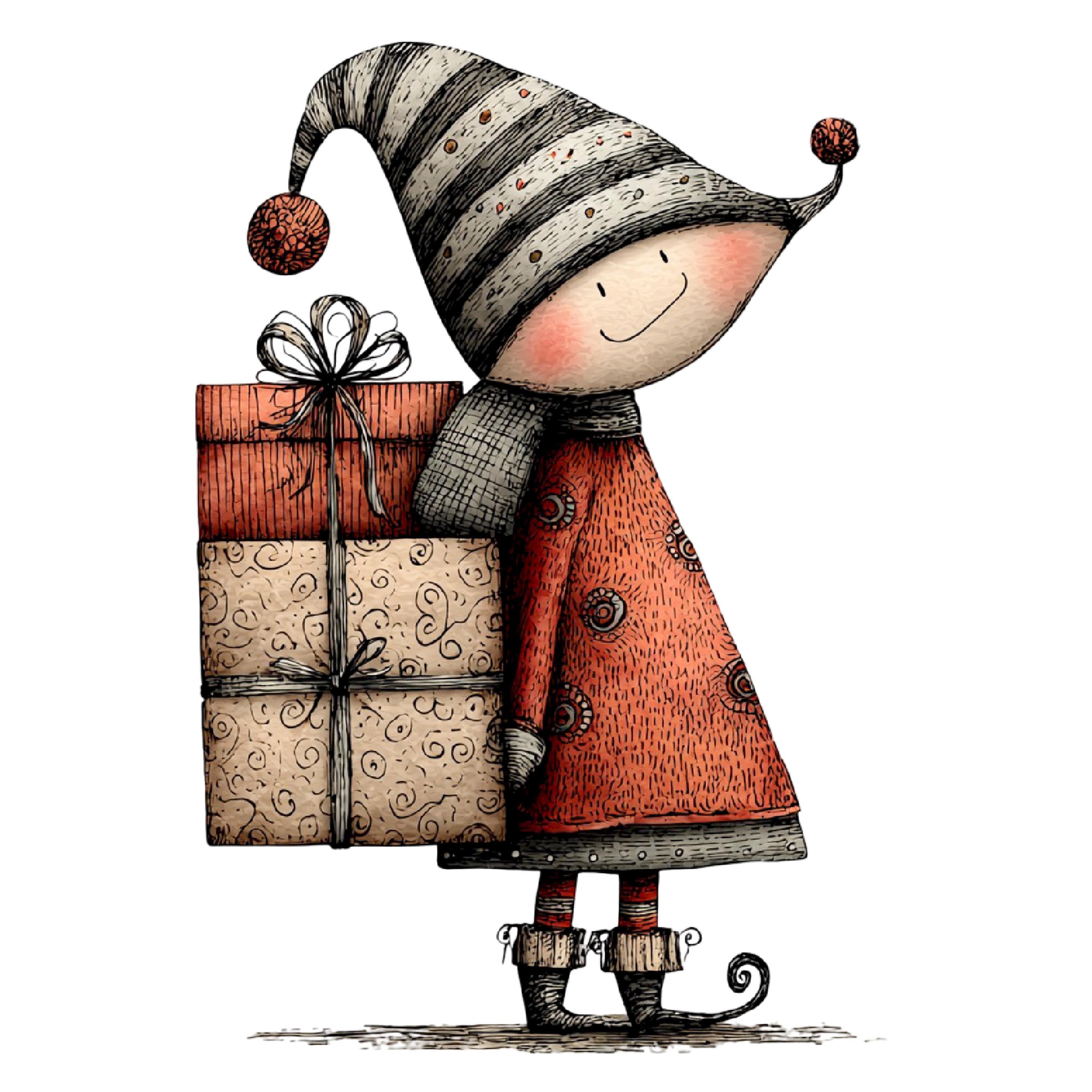Whimsical Christmas Elf Clipart – Cute Holiday Helper PNG Bundle ...