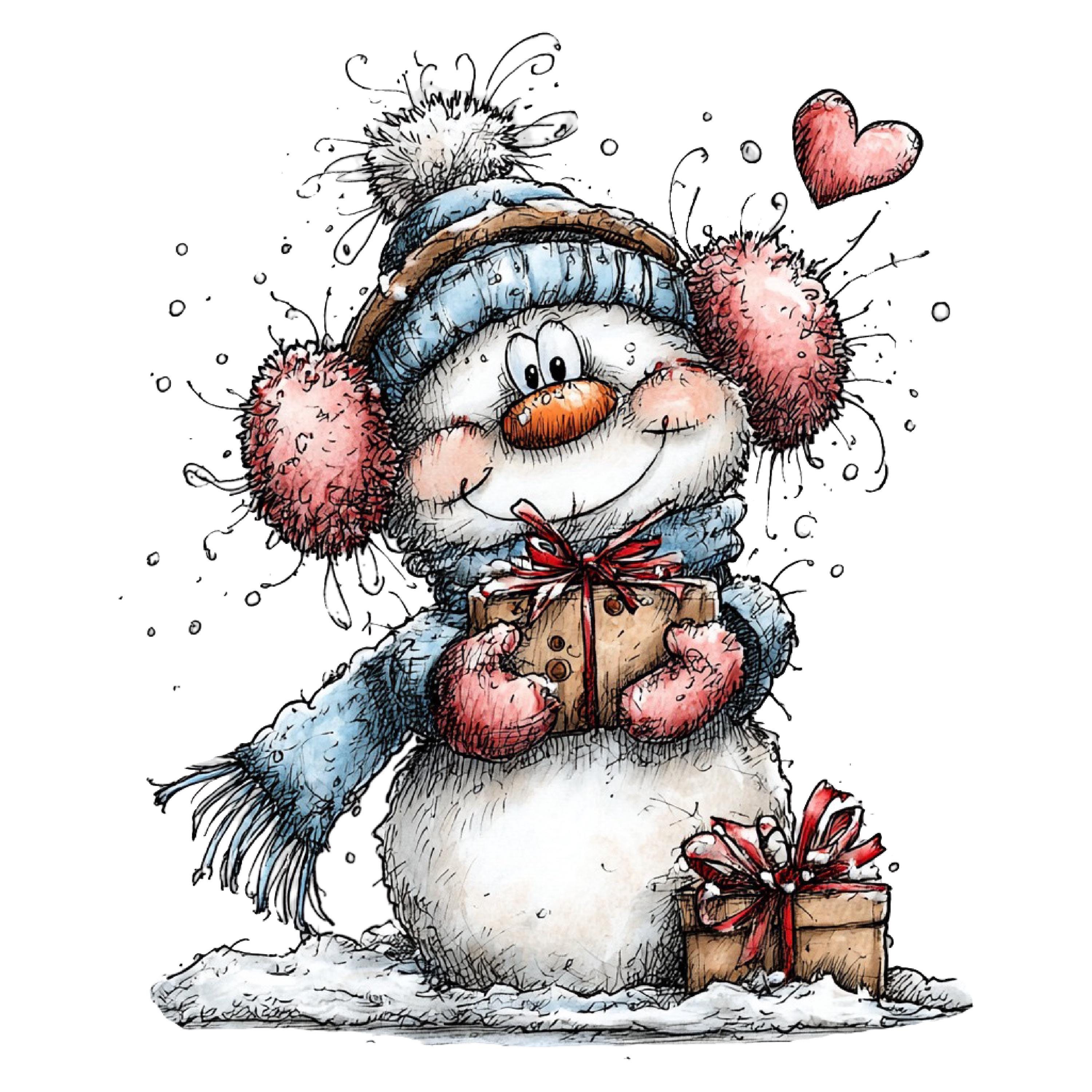 Valentine Whimsical Snowman Set: Romantic Winter Art Bundle 35 PNG - Etsy