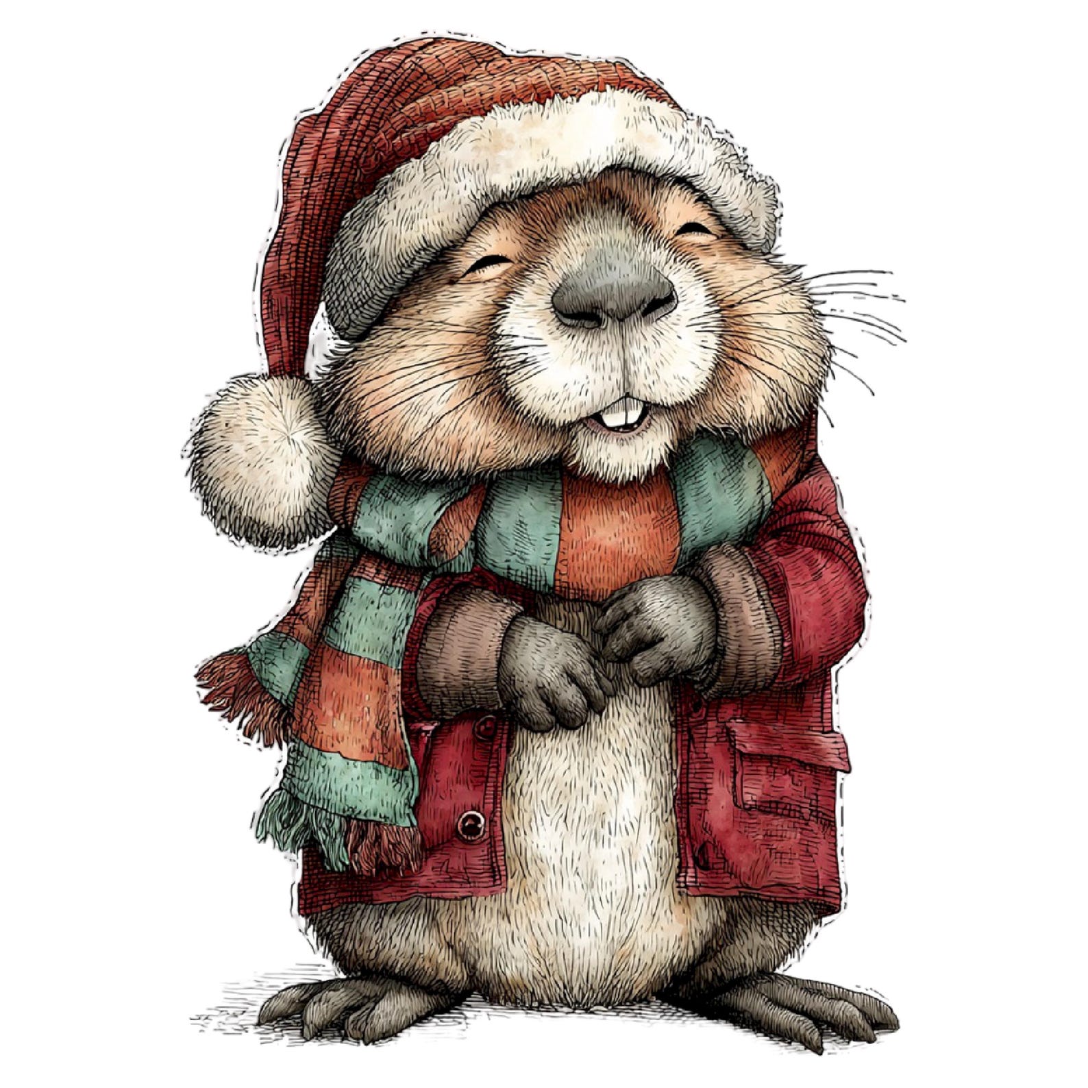 Christmas Capybara Clipart – Whimsical Watercolor Holiday Animal PNG ...