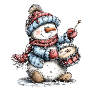 Whimsical Christmas Snowman PNG Set: Festive Watercolor Clipart Bundle ...
