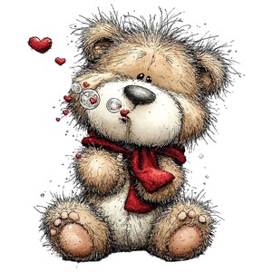 Valentine's Day Teddy Bear Clipart: Love Graphics Digital Download 36 ...