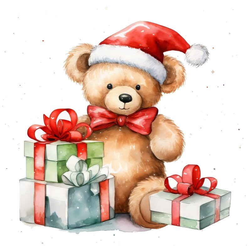 Christmas Teddy Bear Clipart Bundle: Cute Holiday PNG Images ...