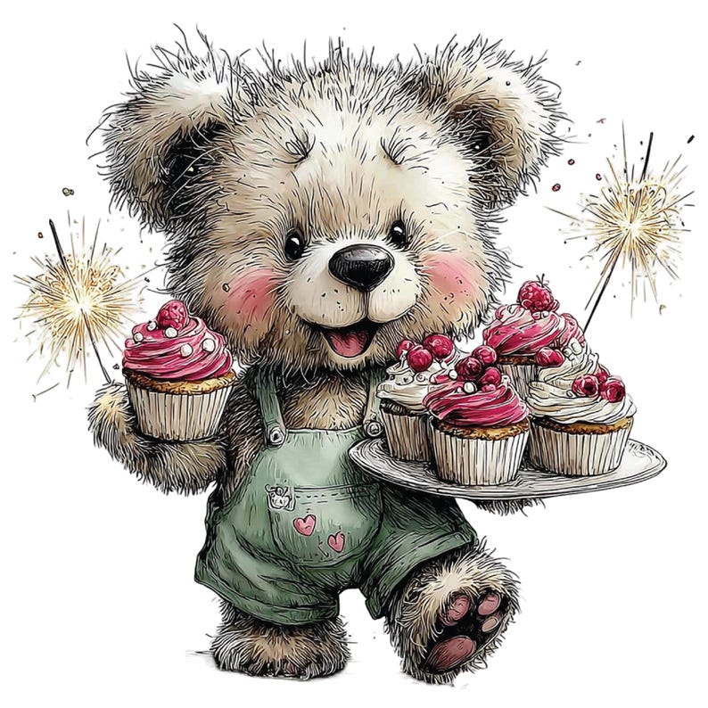 Birthday Teddy Bear Clipart Bundle | Party Illustration Set 38 PNG - Etsy