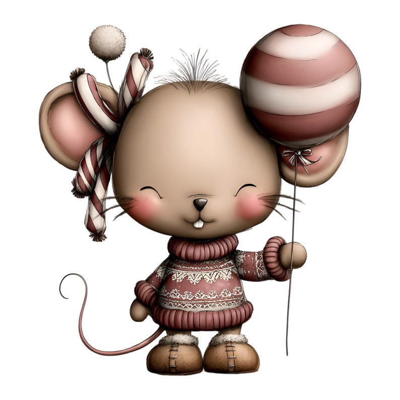 Christmas Animals With Balloon PNG Set: Whimsical Watercolor Clipart ...