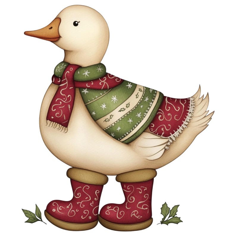 Christmas Goose Clipart: Whimsical Holiday Watercolor PNG Images ...