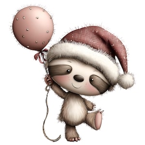 Christmas Animals With Balloon PNG Set: Whimsical Watercolor Clipart ...