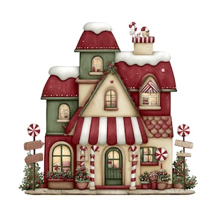 Whimsical Christmas House Clipart – Cozy Holiday Home PNG Bundle ...