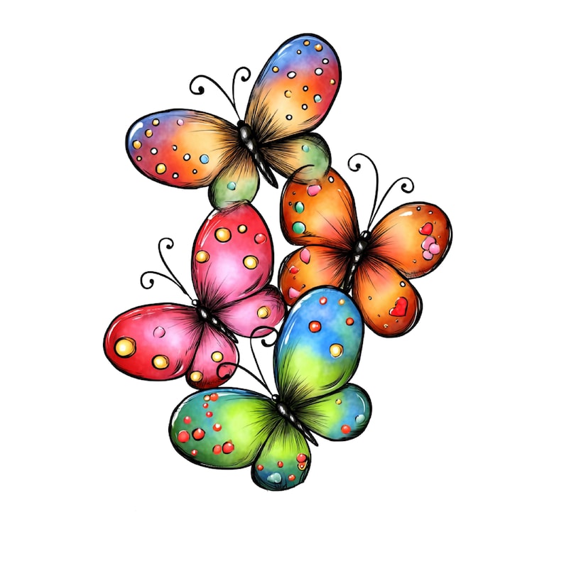 Whimsical Butterfly Clipart – Watercolor Insect Garden PNG Set (digital ...