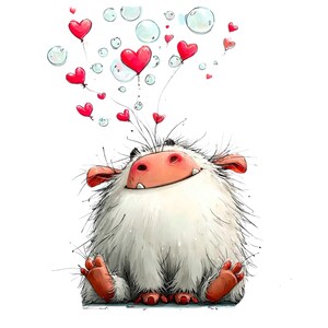Watercolor Valentine Yeti Clipart Set: Romantic Winter Character Bundle ...