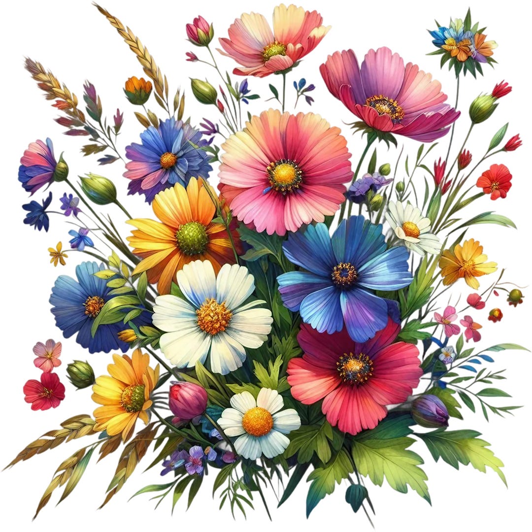 29 PNG Watercolor Meadow Flowers Clipart PNG ,download,digital ...