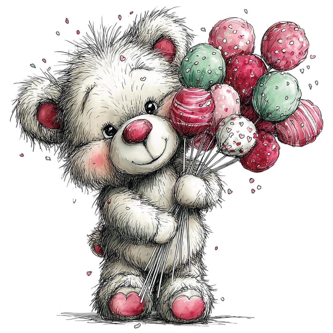 Birthday Teddy Bear Clipart Bundle | Party Illustration Set 38 PNG - Etsy