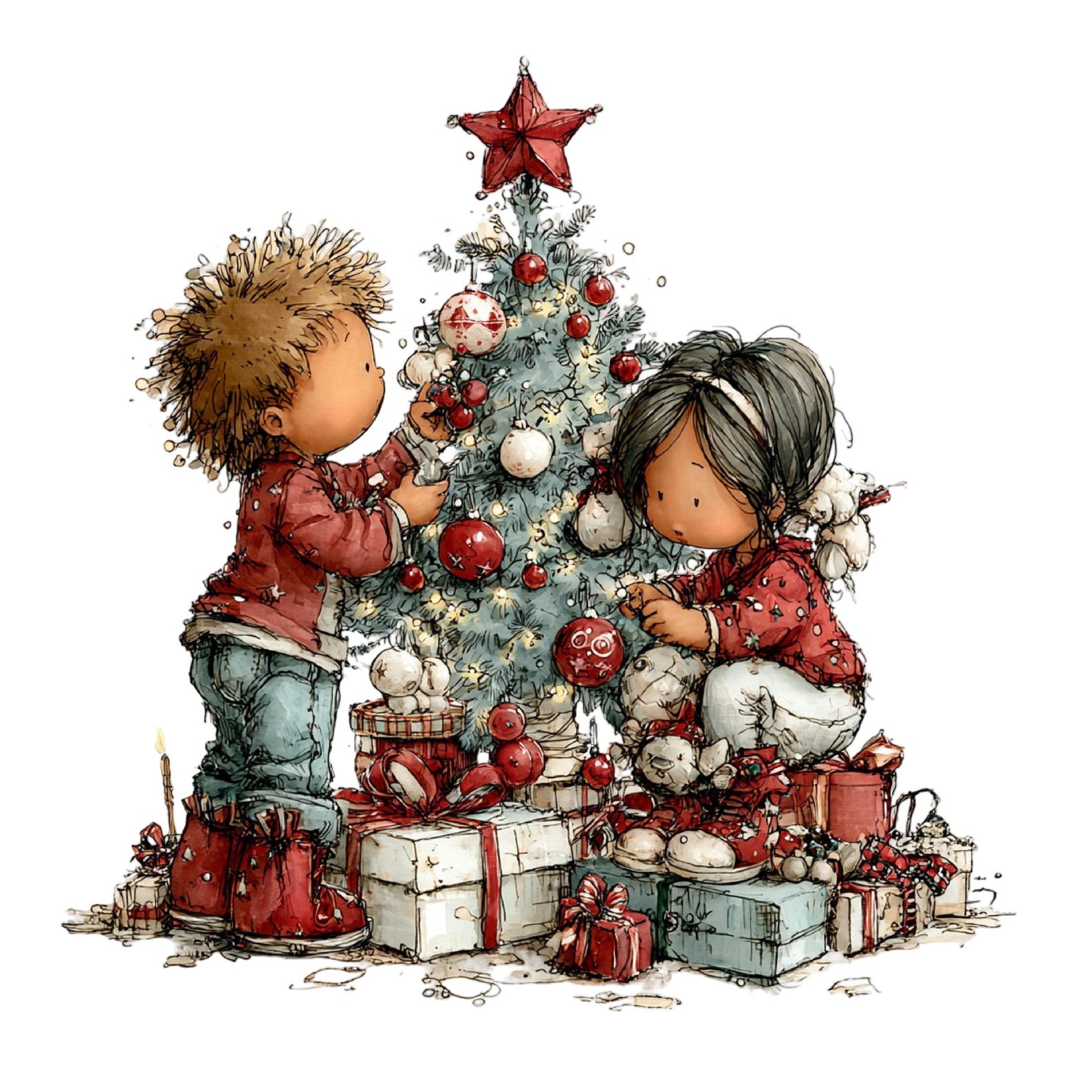 Holiday Kids Clipart – Festive Christmas Children PNG Set (instant ...
