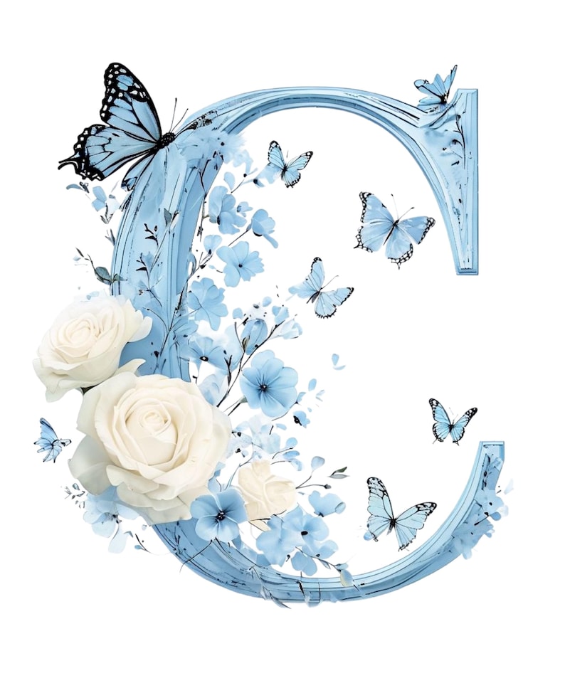 Watercolor Floral Butterflies Alphabet: Elegant Letter PNG Images ...