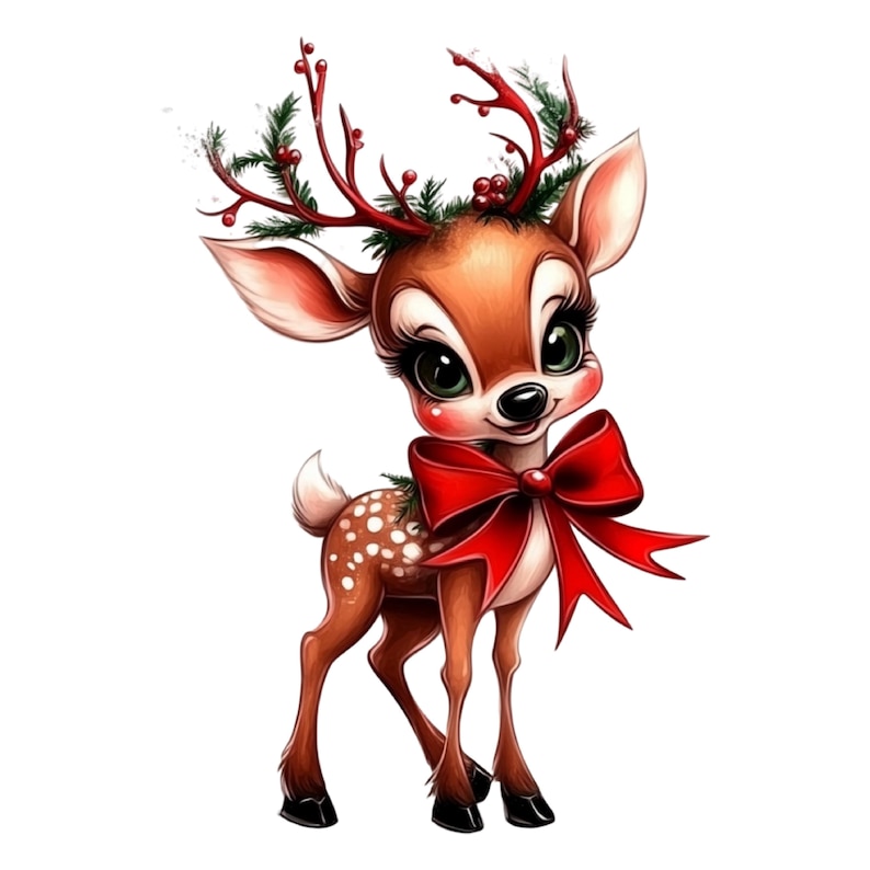 Whimsical Christmas Reindeer Clipart: Cute Holiday Deer PNG Images ...