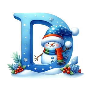 Christmas Snowman Alphabet Clipart Set: Holiday Letter Illustration ...