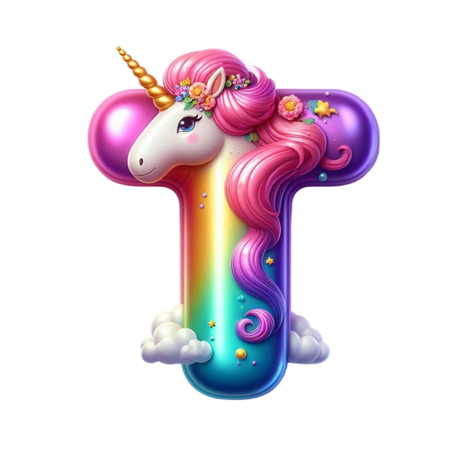 37 PNG Unicorn Foil Balloon Alphabet and Numbers Clipart,download ...
