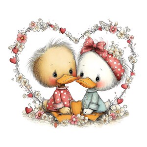 Whimsical Duck Couple Set: Romantic Animal Art Bundle 48 PNG - Etsy