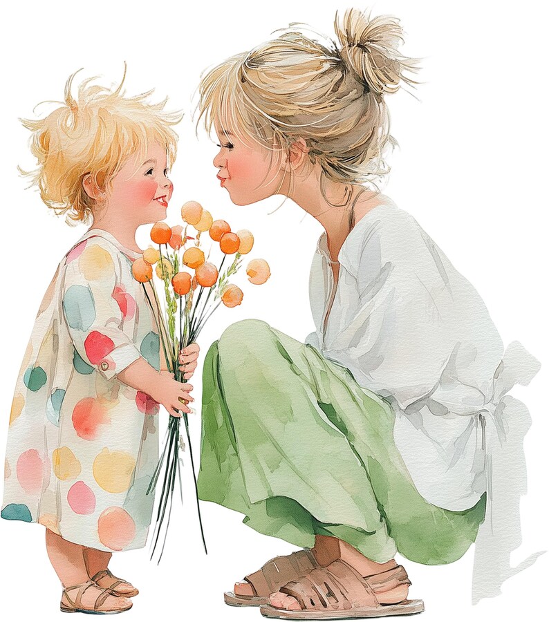 23 PNG Mother and Daughter Clipart Bundle, Cute Mother's Day Clipart ...