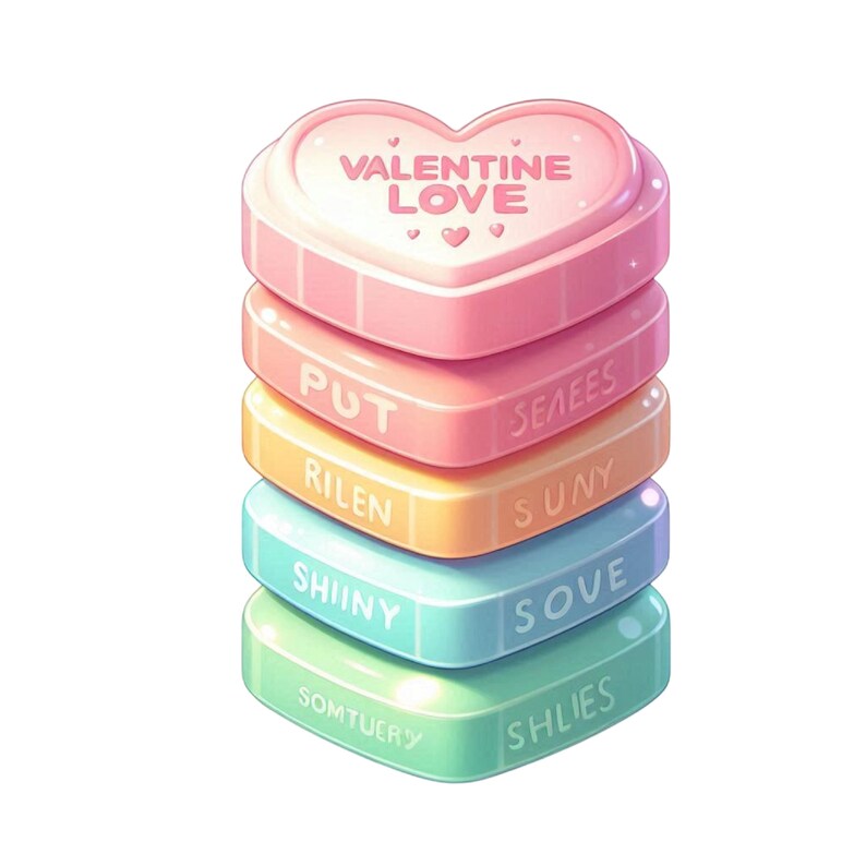 Valentine’s Day Candy Hearts Clipart – Cute Sweet Love PNG Bundle ...
