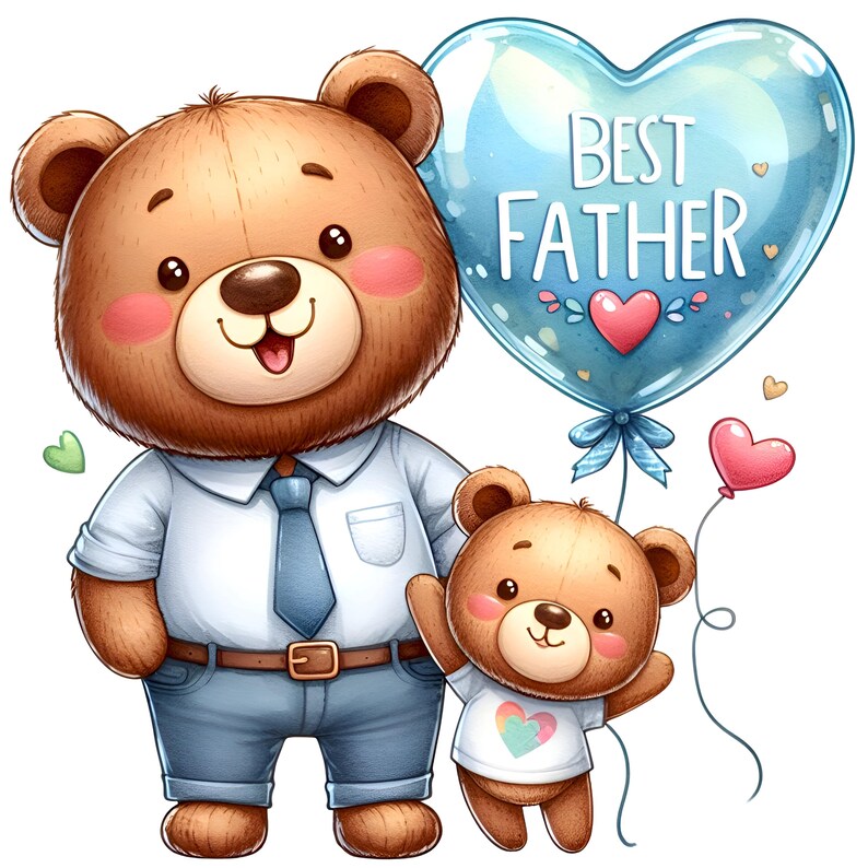 19 PNG Happy Father's Day Clipart, Dad and Baby Day Cute Animals ...