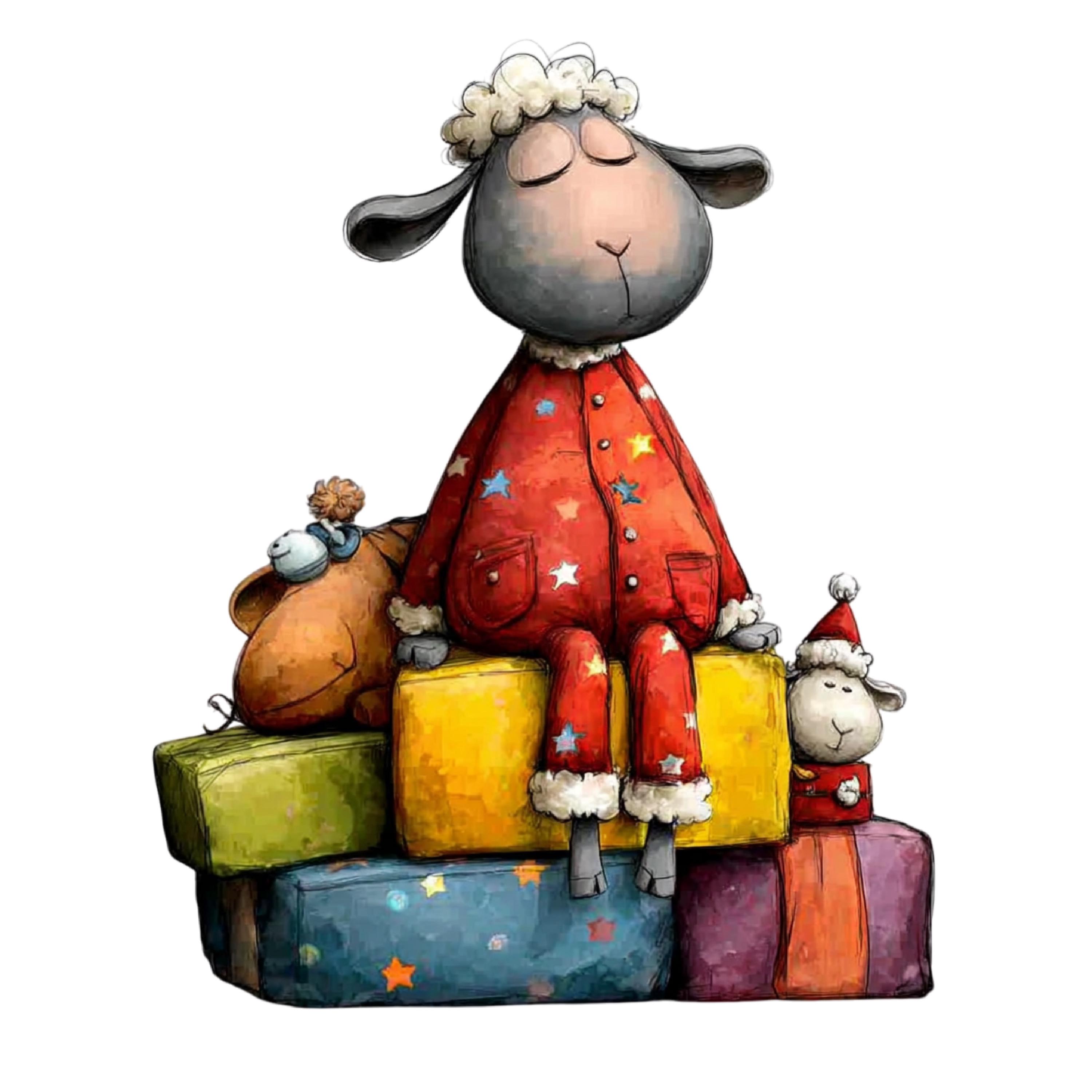 Funny Christmas Sheep Clipart – Cute Holiday Animal PNG Bundle (digital ...