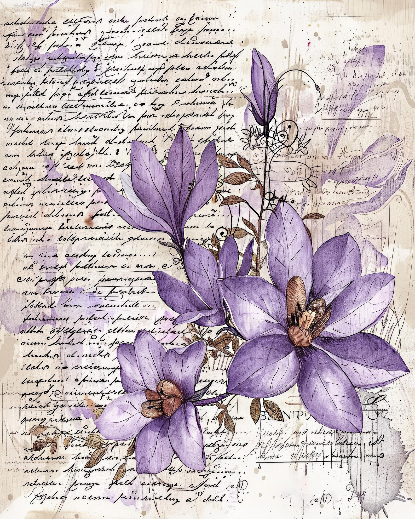 Vintage Purple Floral Journal Pages: Shabby Chic Junk Journal Printable ...