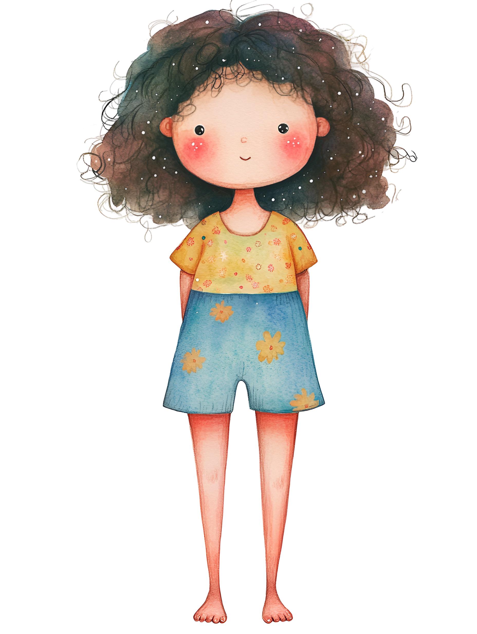 Whimsical Summer Girl Clipart: Cute Watercolor PNG Set for Crafts ...