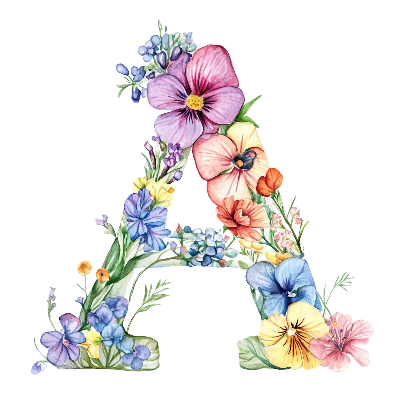 26 PNG Watercolor Floral Alphabet,highresolution Images,animal Png ...
