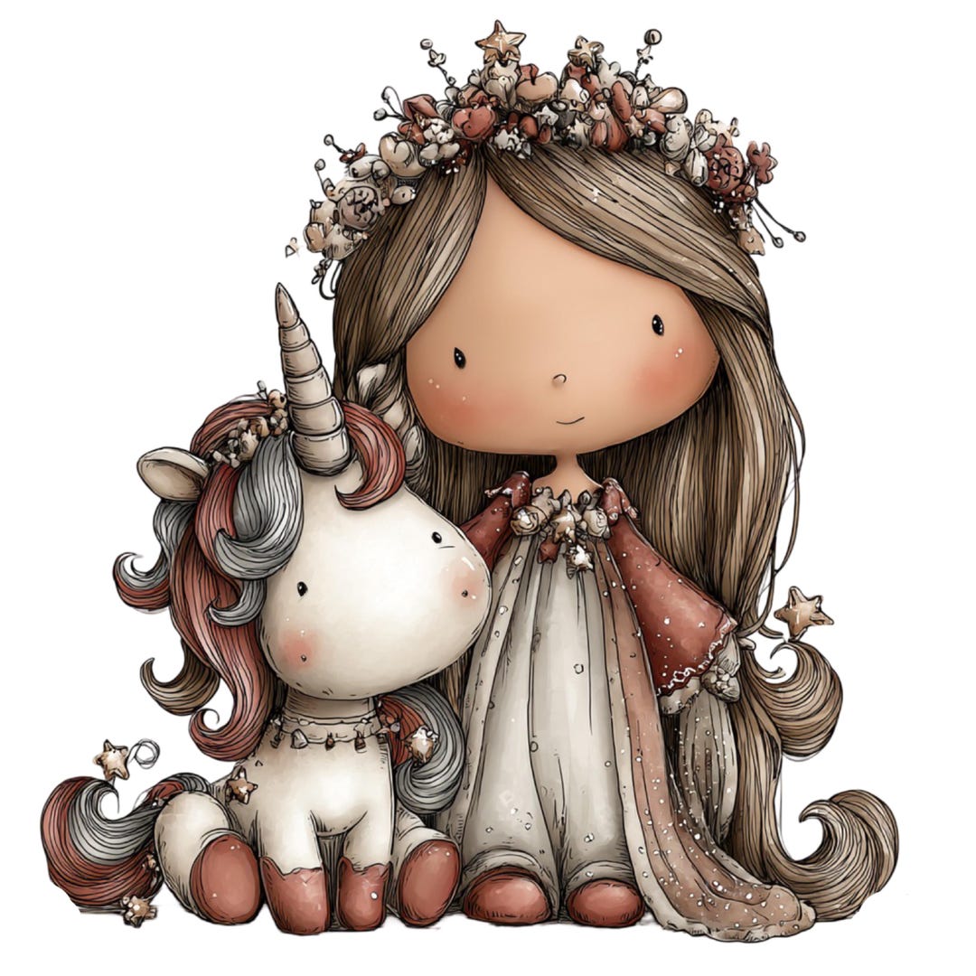 Whimsical Princess and Unicorn Clipart – Magical Fairytale PNG Bundle ...