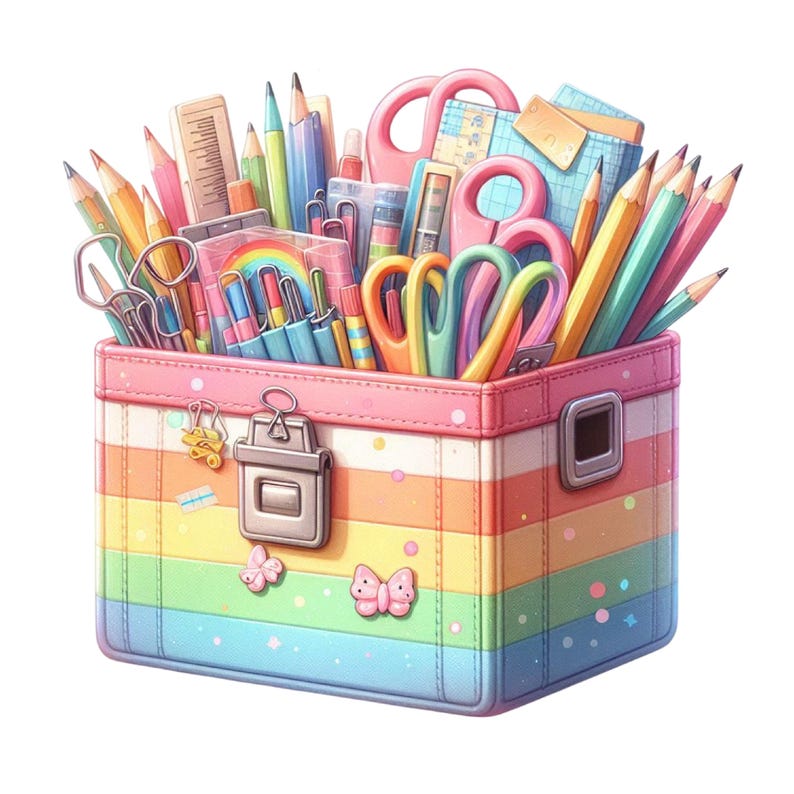 Pastel School Clipart PNG Set: Back to School Graphics (digital ...
