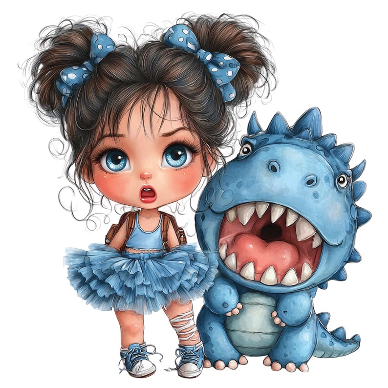 Quirky Little Girl Clipart: Playful Character PNG Set 34 PNG - Etsy