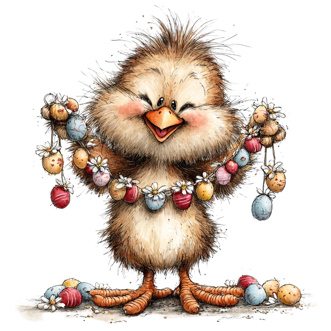 Easter Chicken Illustration Set: Spring Holiday Farm Animal Art 39 PNG ...