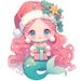 Adorable Mermaid Christmas Clipart Bundle: Cute Holiday PNG Images ...