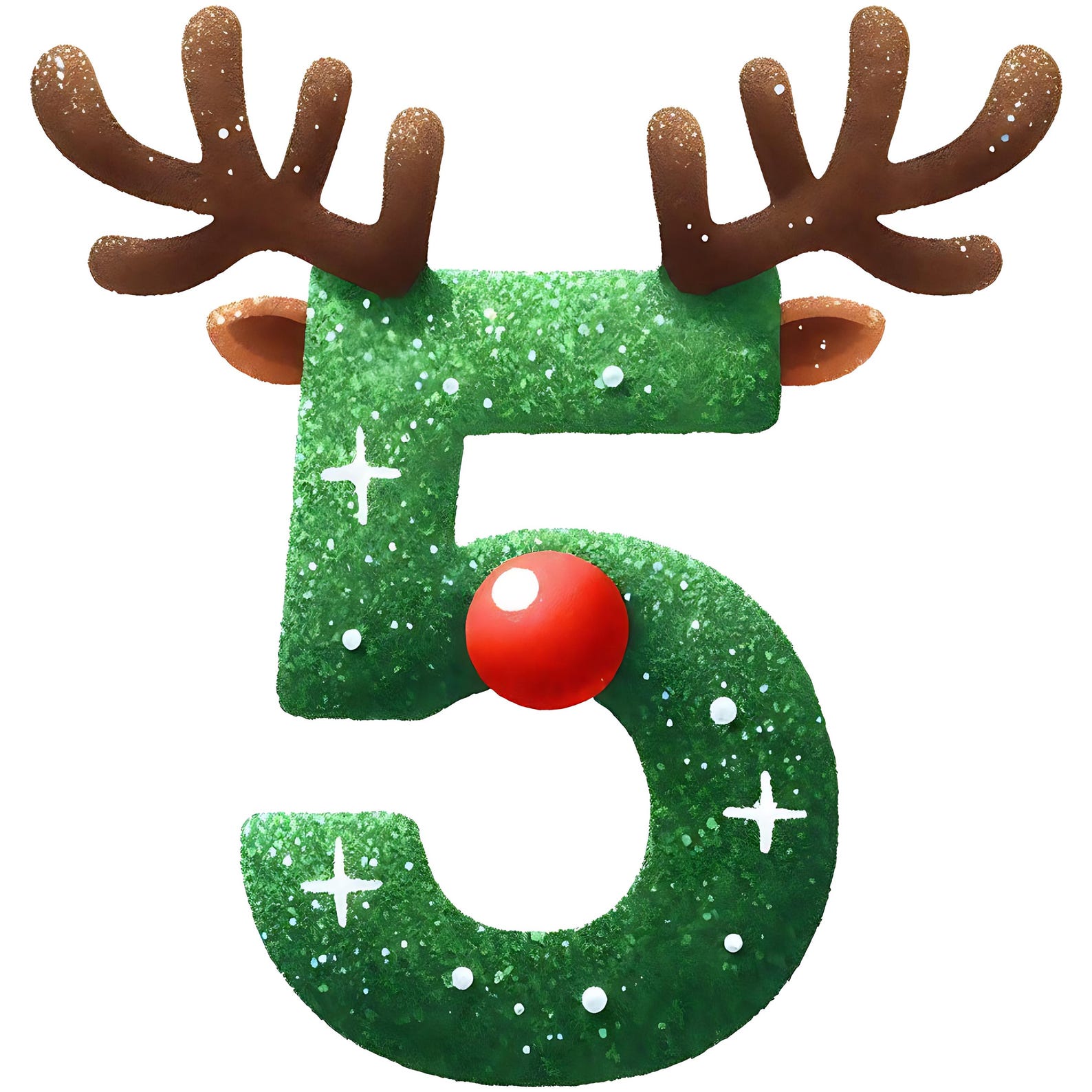 Green Xmas Alphabet With Antlers Clipart: Festive Holiday Letters PNG ...