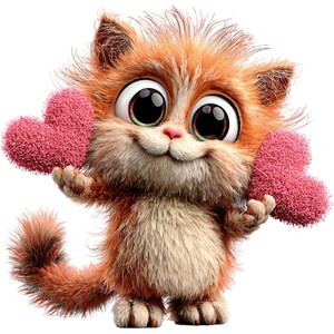 Kissy Kitty Valentine Illustration Set: Love-themed Animal Character ...