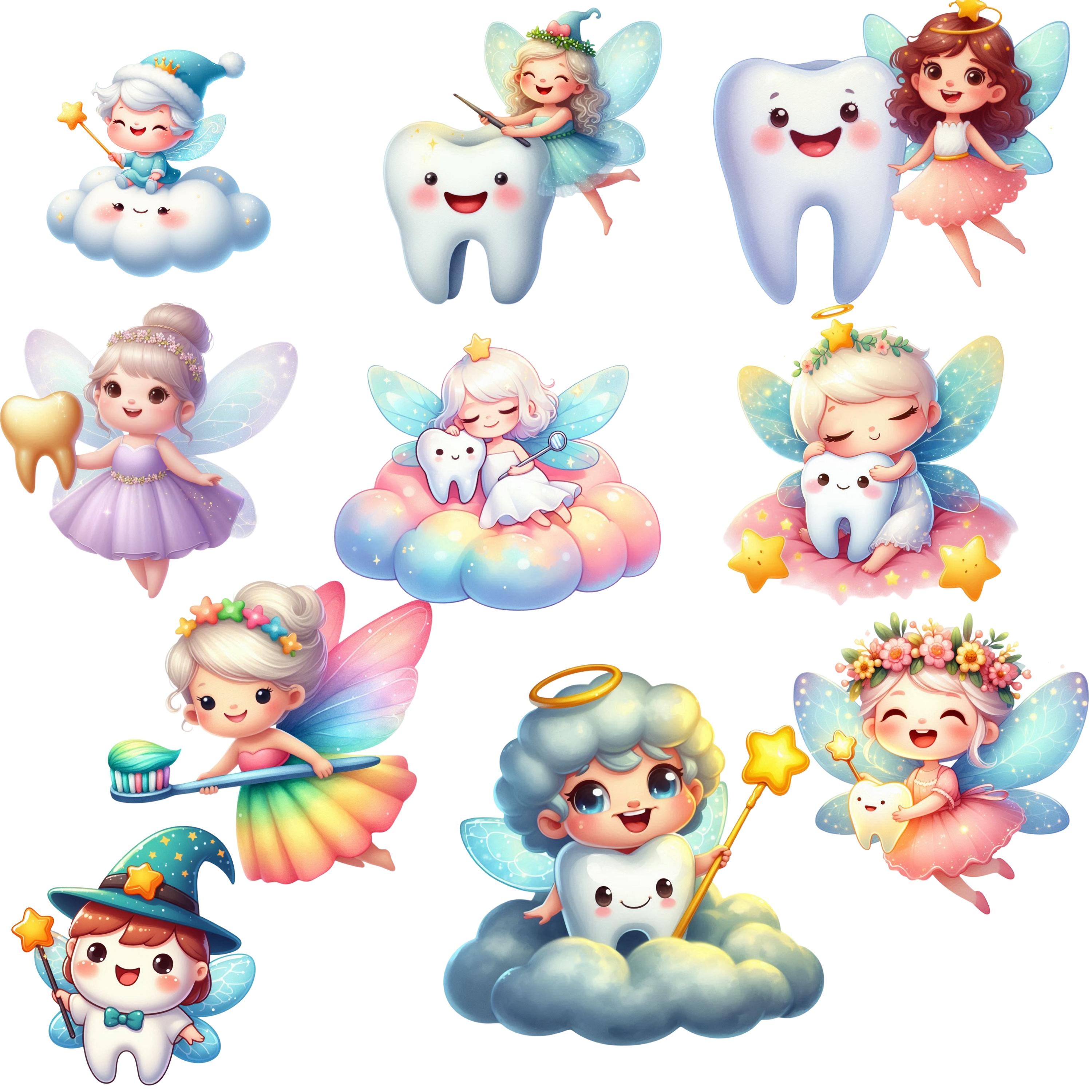 27 PNG Mascot Cute Tooth Fairy Clipart,scrapbook Images,watercolor ...