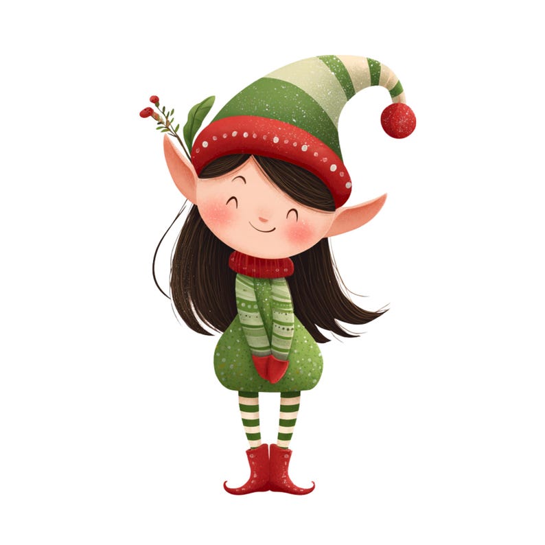 Christmas Elf Clipart: Cute Holiday PNG Images (digital Download) 20 ...